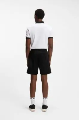 BOSS Cotton Jersey Shorts With Matte And Lustrous Stripes