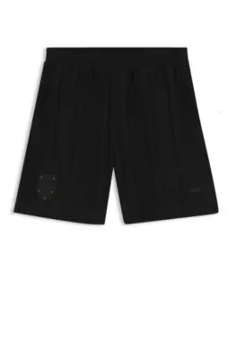 BOSS Cotton Jersey Shorts With Matte And Lustrous Stripes