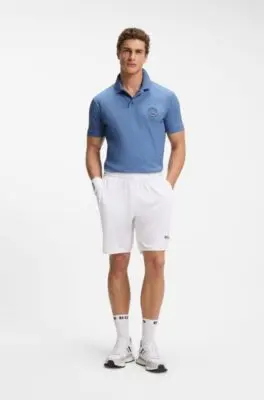 BOSS Stretch-cotton Polo Shirt With Tennis-inspired Logo