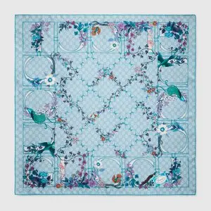 Gucci Printed Silk Twill Carr - Blue