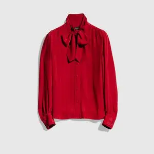 Gucci Silk Jacquard Shirt With Interlocking G Chain Motif - Red