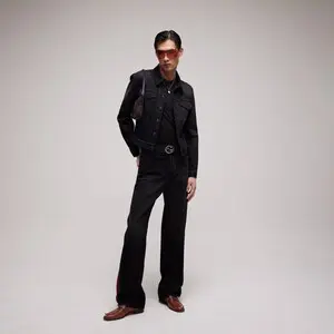 Gucci Washed Cotton Denim Jacket With Web Detail