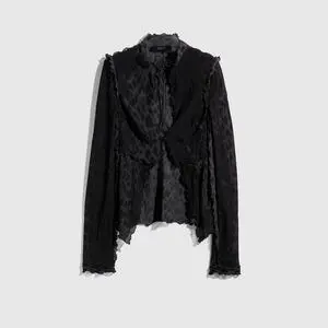 Gucci Printed Silk Blend Shirt With Frill Trim