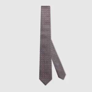 Gucci Interlocking G Silk Jacquard Neck Tie - Grey