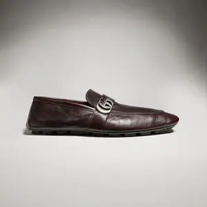 Gucci Double G Leather Driver Loafers