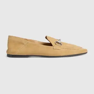 Gucci Jordaan Soft Suede Loafer With Horsebit Detail - Beige
