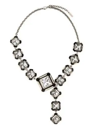 Givenchy Metal Deconstructed Crystals Necklace - Silver