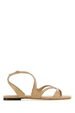 JIMMY CHOO Nappa Leather Ayla Flat Sandals - Brown