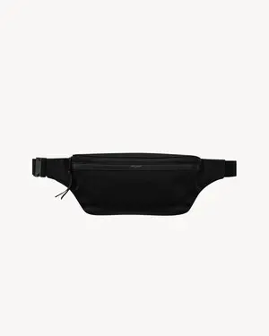 Saint Laurent City Crossbody Bag In Econyl And Smooth Leather - Black