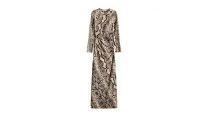H&m X Stella Mccartney Snakeskin Print Mesh Maxi Dress - Beige
