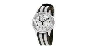 TIMEX Chronograph Watch With Silver Dial And Striped Fabric Strap - Fabric Silver