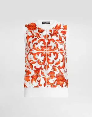 Dolce & Gabbana Majolica Print Silk And Twill Tank Top