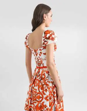 Dolce & Gabbana Majolica-print Poplin Midi Dress