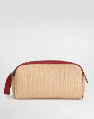 Dolce & Gabbana Essenza Raffia And Leather Toiletry Bag - Multicolor