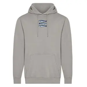 INGMARSON Organic Cotton Embroidered Sardine Hoodie - Grey