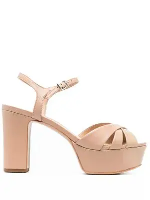 Schutz 110mm Crossover-strap Leather Platform Sandals