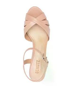 Schutz 110mm Crossover-strap Leather Platform Sandals