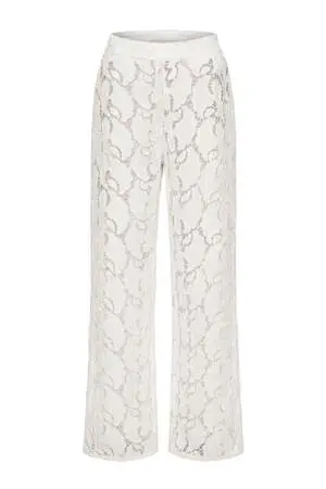 NICHOLAS Sandra Lace Wide-leg Pants - Ivory