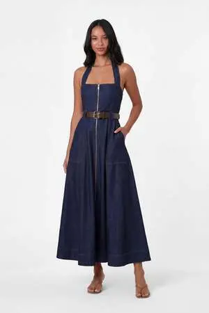NICHOLAS Anastasia Denim Maxi Dress - Indigo