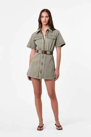 NICHOLAS Embla Belted Utility Dress - Sage