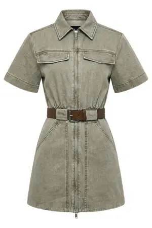 NICHOLAS Embla Belted Utility Dress - Sage