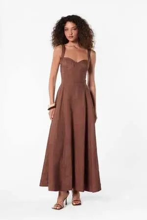 NICHOLAS Anya Linen Dress - Mocha