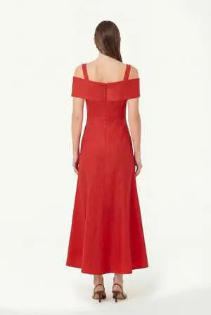 NICHOLAS Ivana Off-the-shoulder Dress - Tomato