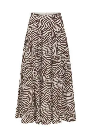 NICHOLAS Yasmin Skirt Zebra Print Midi Skirt