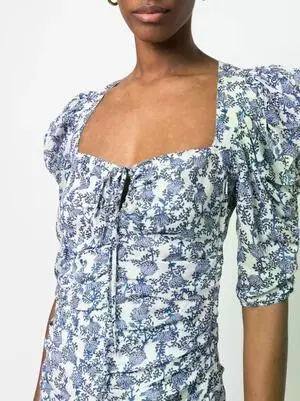 MARANT ETOILE Floral Print Ruched Mini Dress