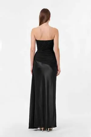 NICHOLAS Milena Strapless Draped Gown - Black