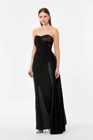 NICHOLAS Milena Strapless Draped Gown - Black