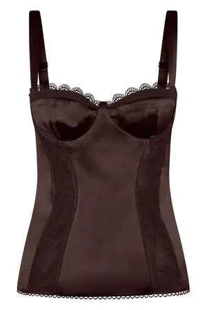 NICHOLAS Dara Top Elegant Lace And Satin Corset - Espresso