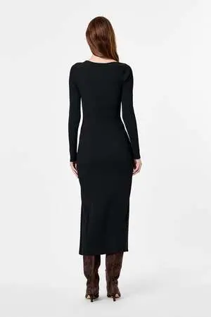 NICHOLAS Ginerva Ribbed Midi Dress With Cut-out Detail - Black