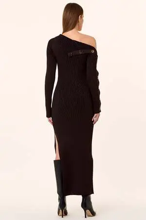 NICHOLAS Adina Knit Maxi Dress With Button Detail - Espresso