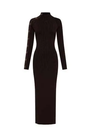 NICHOLAS Adina Knit Maxi Dress With Button Detail - Espresso