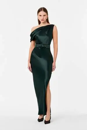NICHOLAS Eartha One-shoulder Belted Maxi Dress - Alpine