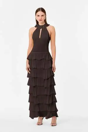 NICHOLAS Yasira Tiered Maxi Dress - Espresso