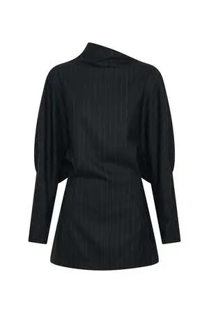 NICHOLAS Anika Dress With Pinstripe Detail And High Neck