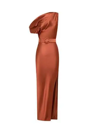 NICHOLAS Eartha One-shoulder Maxi Dress - Chestnut