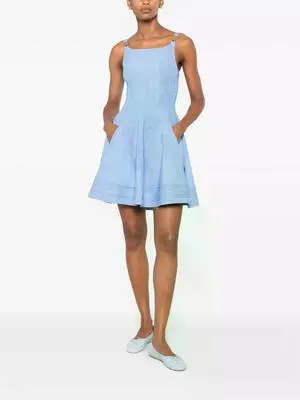 Maje Ribbed-knit Buckled-strap Mini Dress - Blue