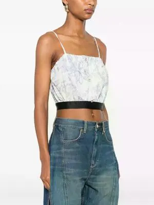 Maje Floral Print Cropped Top - White