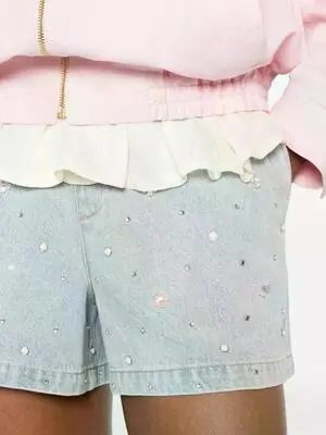 Maje Rhinestone Embellished Denim Shorts
