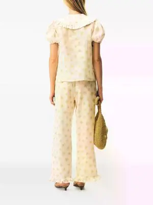 Sleeper Puff Sleeve Daisy Print Blouse