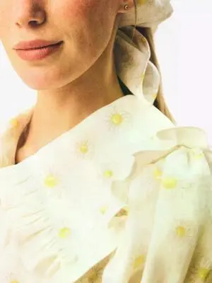 Sleeper Puff Sleeve Daisy Print Blouse