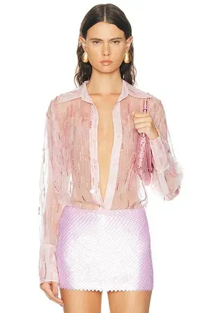 MAY MASHIAH Embellished Chiffon Shirt - Peony