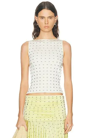 SIEDRES SIEDRES Zelna Studded Jersey Top Ecru