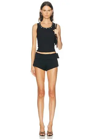 Versace Ribbed Tank Top With Stud Embellishments