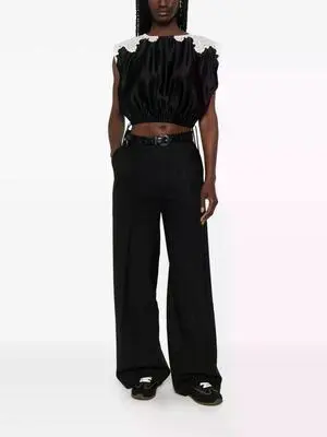 Sandro Lace Trim Crop Top
