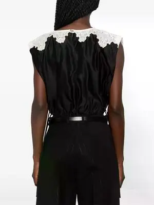Sandro Lace Trim Crop Top