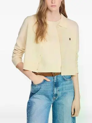 Sandro Fine Knit Shirt Collar Cardigan